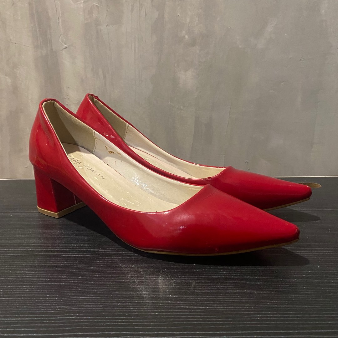 ZARA Woman Red Heels, Women's Fashion, Footwear, Heels on Carousell