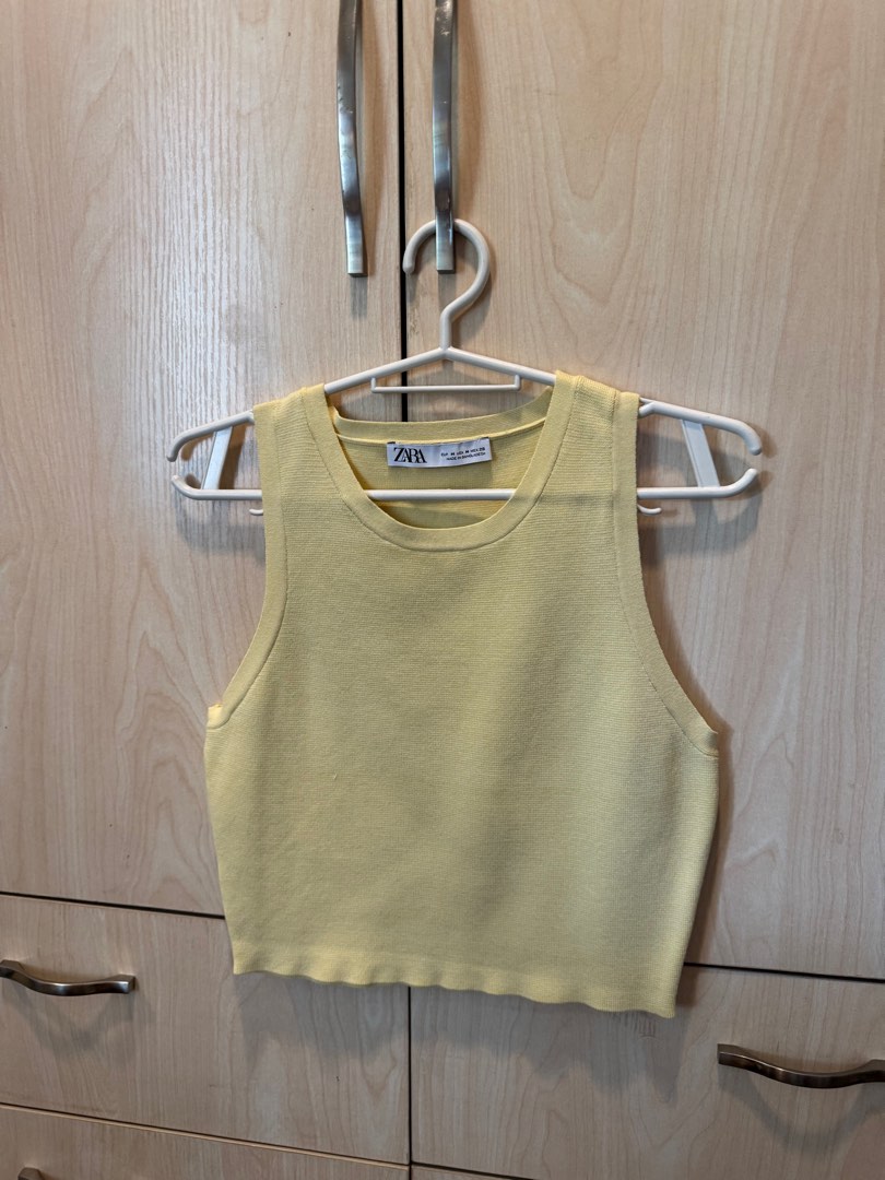 Zara yellow top, Women's Fashion, Tops, Sleeveless on Carousell