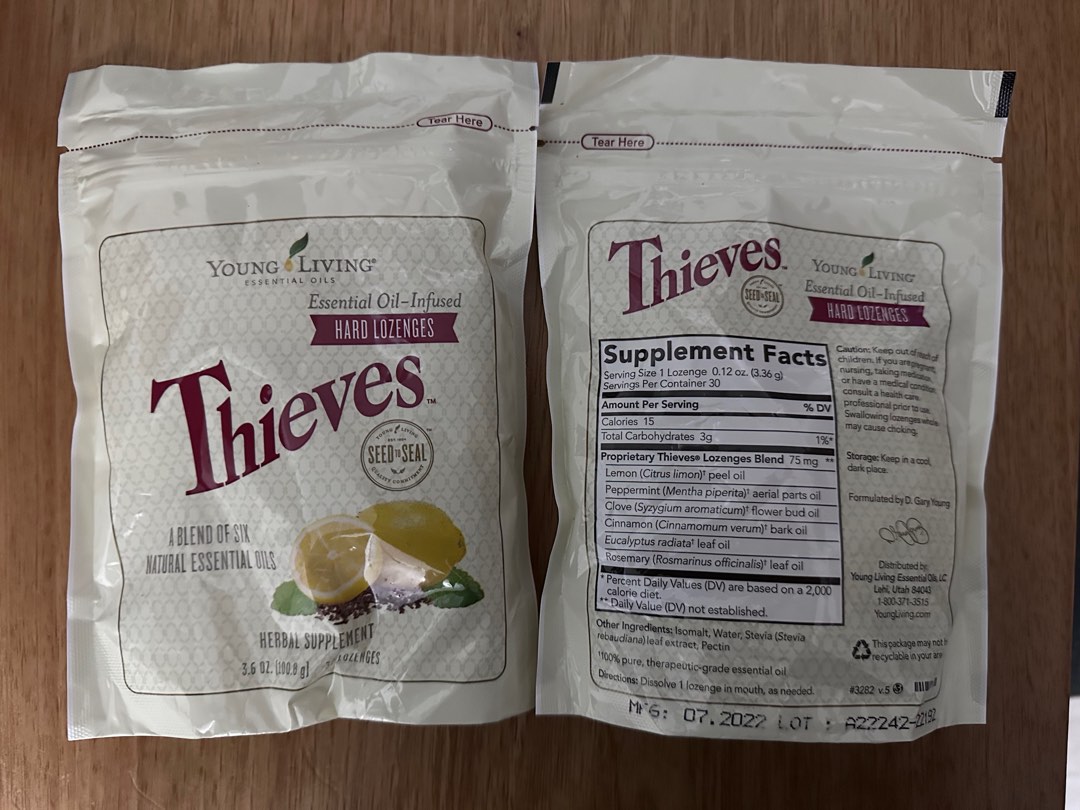 {{包郵}} Young Living Thieves Hard Lozenges 喉糖(每包30粒), 嘢食 & 嘢飲, 其他食物及飲料 ...