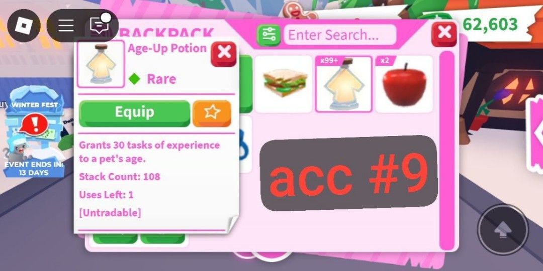 age up potion + bucks account adopt me cheap, Video Gaming, Gaming ...