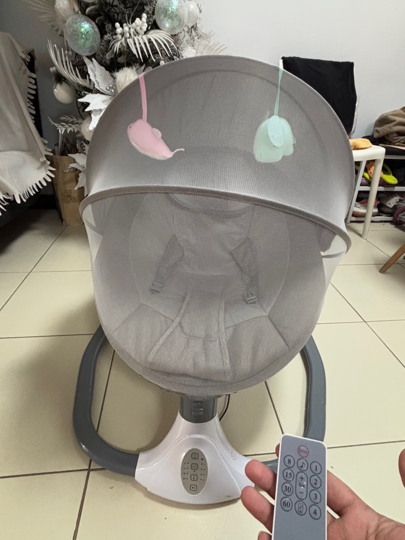 Baby Electric Rocking Chair Smart Bluetooth Music Cradle Foldable Anti ...