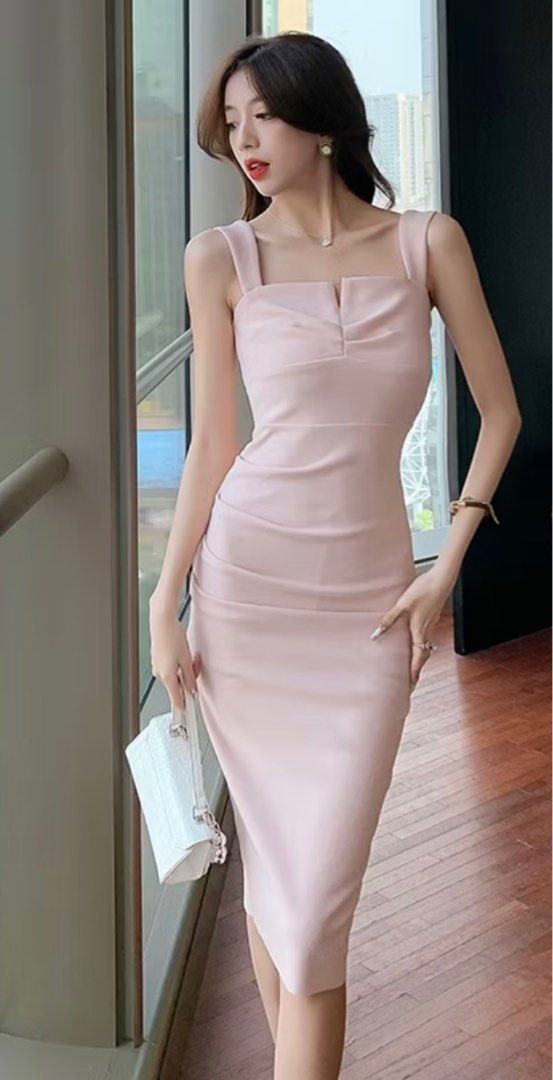 [Brand New] Baby Pink Midi Dress (Suitable for CNY 2025 or Dinner ...