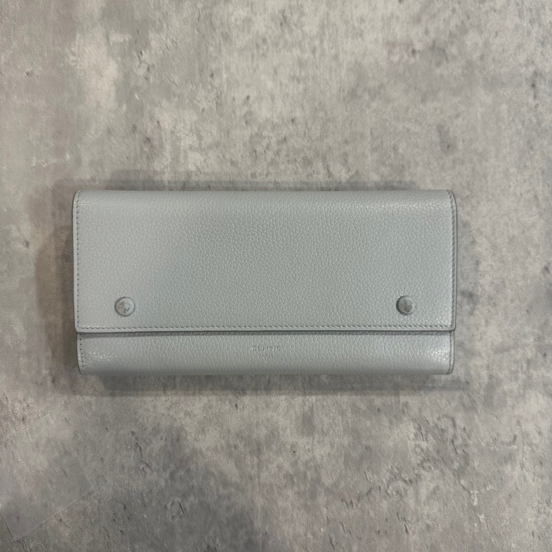 CELINE LONG BIFOLD CLIPPED BABY BLUE VINTAGE WALLET, Women's Fashion ...