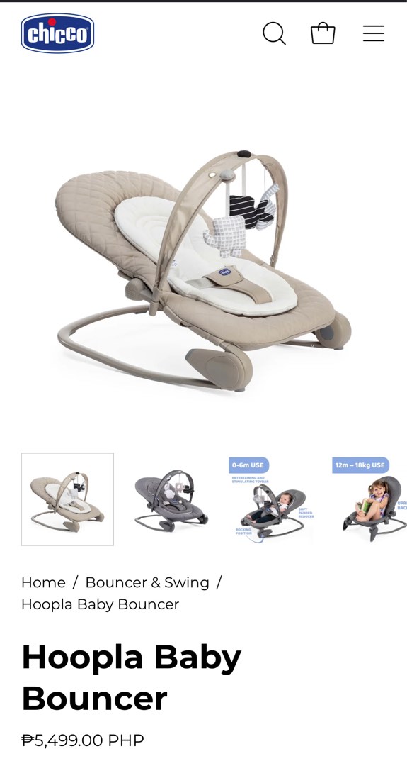 Chicco hoopla baby bouncer complete with box, Announcements on Carousell