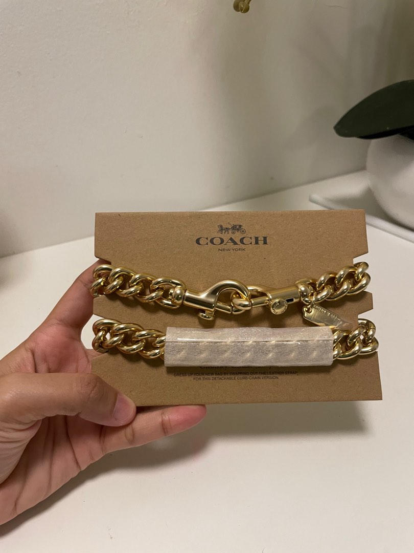 Coach Chunky Chain Shoulder Strap in Gold, Luxury, Accessories on Carousell