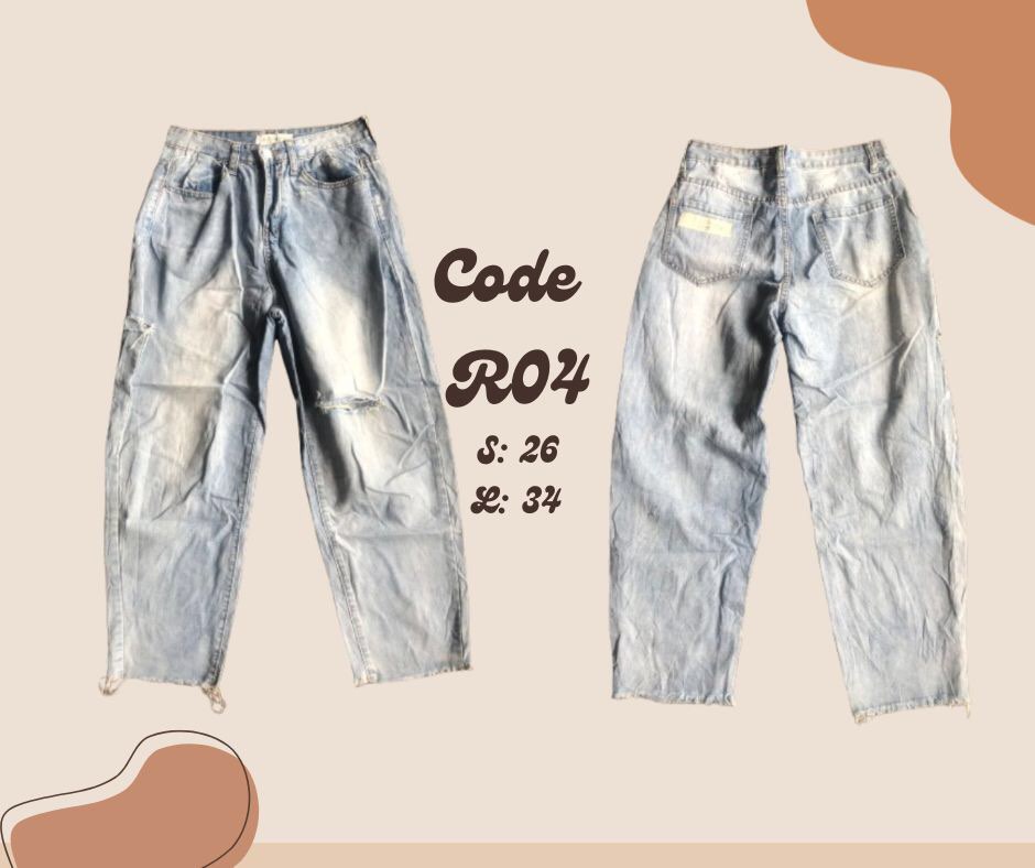 Code R04 Denim Ripped Pants, Women's Fashion, Bottoms, Jeans on Carousell