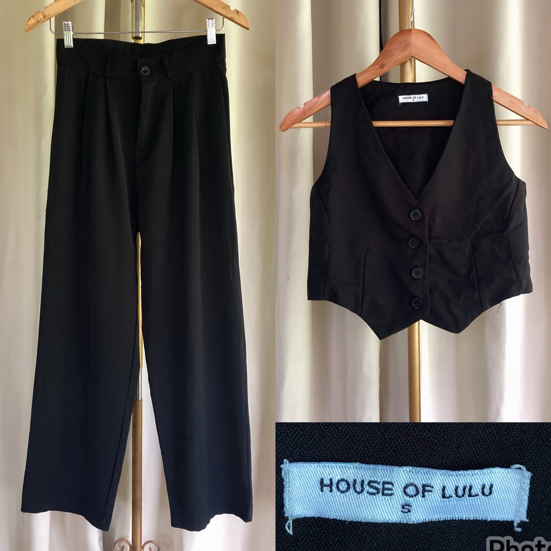 Coords House of Lulu Black Vest and black HW wideleg trouser, Women's ...