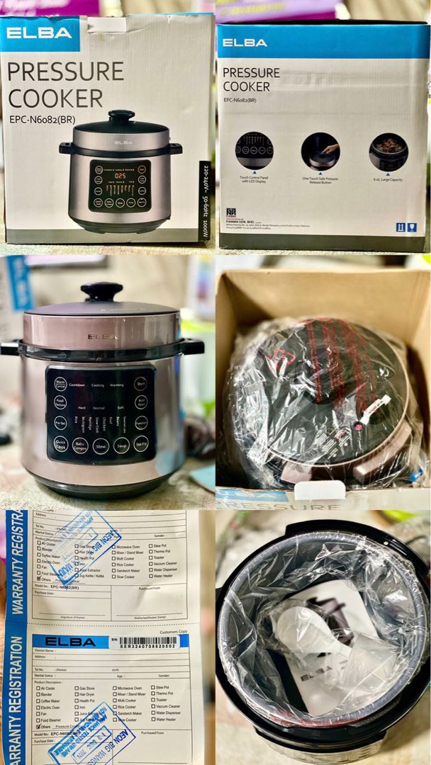 ELBA Electric Pressure Cooker EPC-N6082(BR), TV & Home Appliances ...