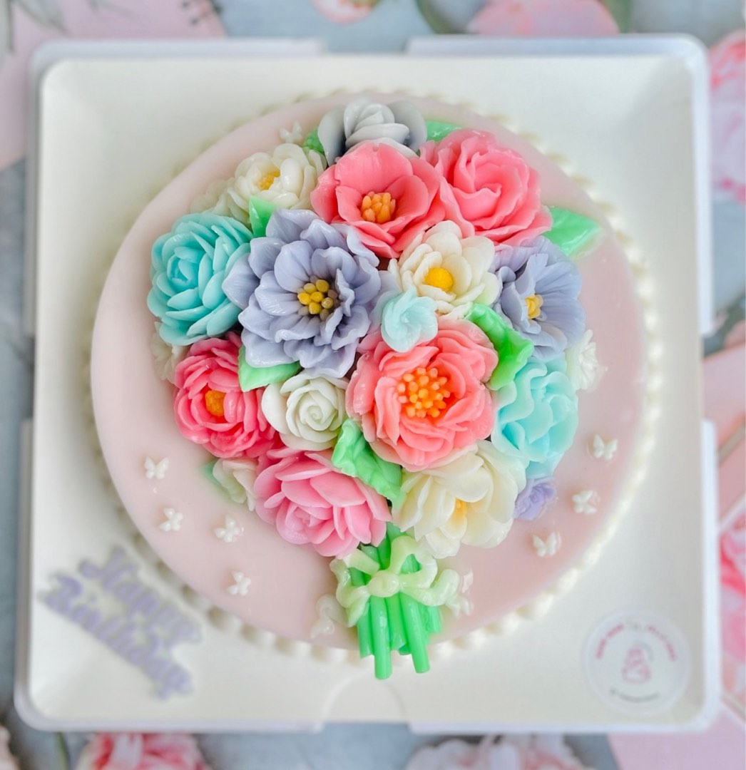 Flower Bouquet Agar Agar Fruit Cake | Birthday Agar Jelly Cake, Food ...