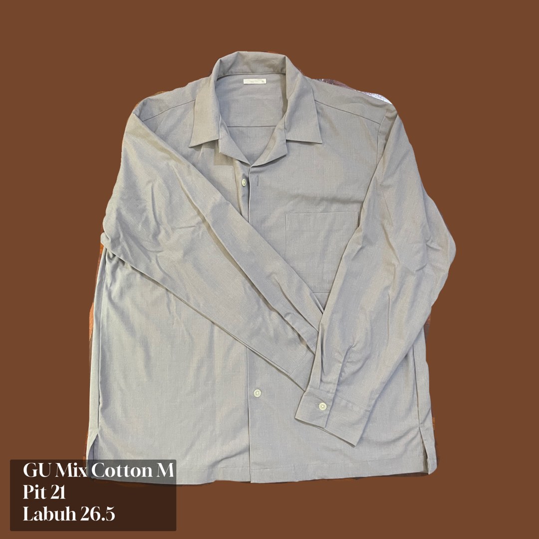 GU Mix Cotton Grey Shirt (M Baggy), Women's Fashion, Tops, Shirts on Carousell