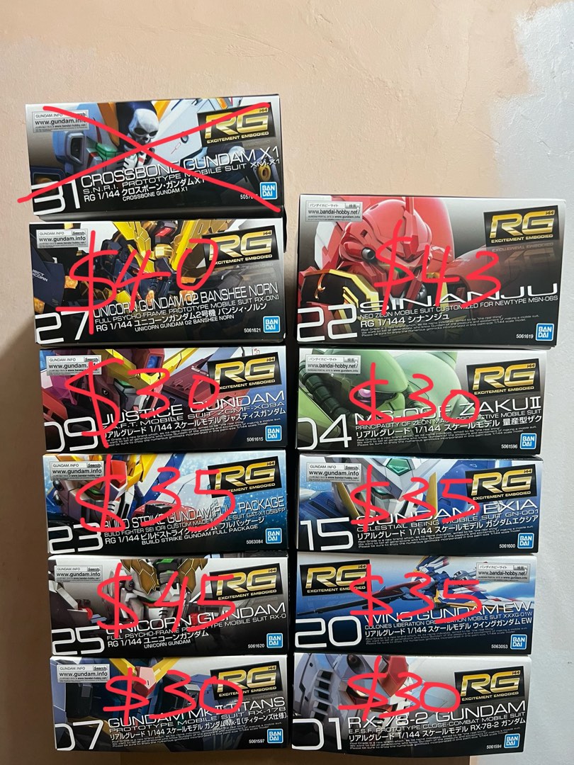 Gundam RG sinanju build strike exia zaku rx-78-2, Hobbies & Toys, Toys ...