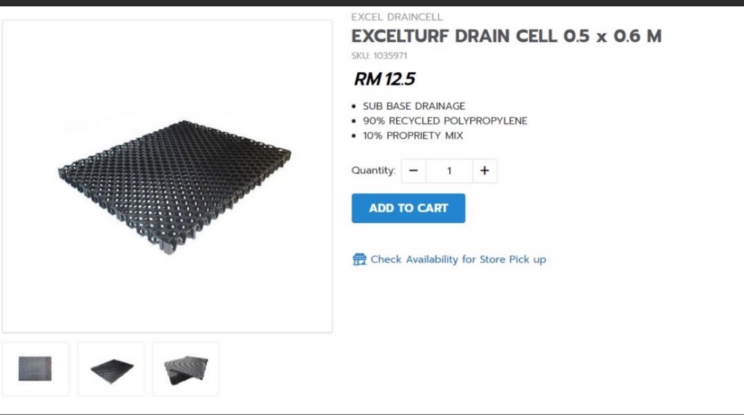 Homepro EXCELTURF DRAIN CELL 0.5 x 0.6 M, Furniture & Home Living ...