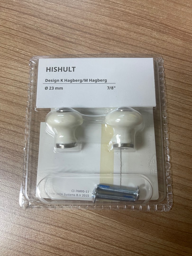 IKEA HISHULT knob, porcelain white, 23mm, Furniture & Home Living, Home ...