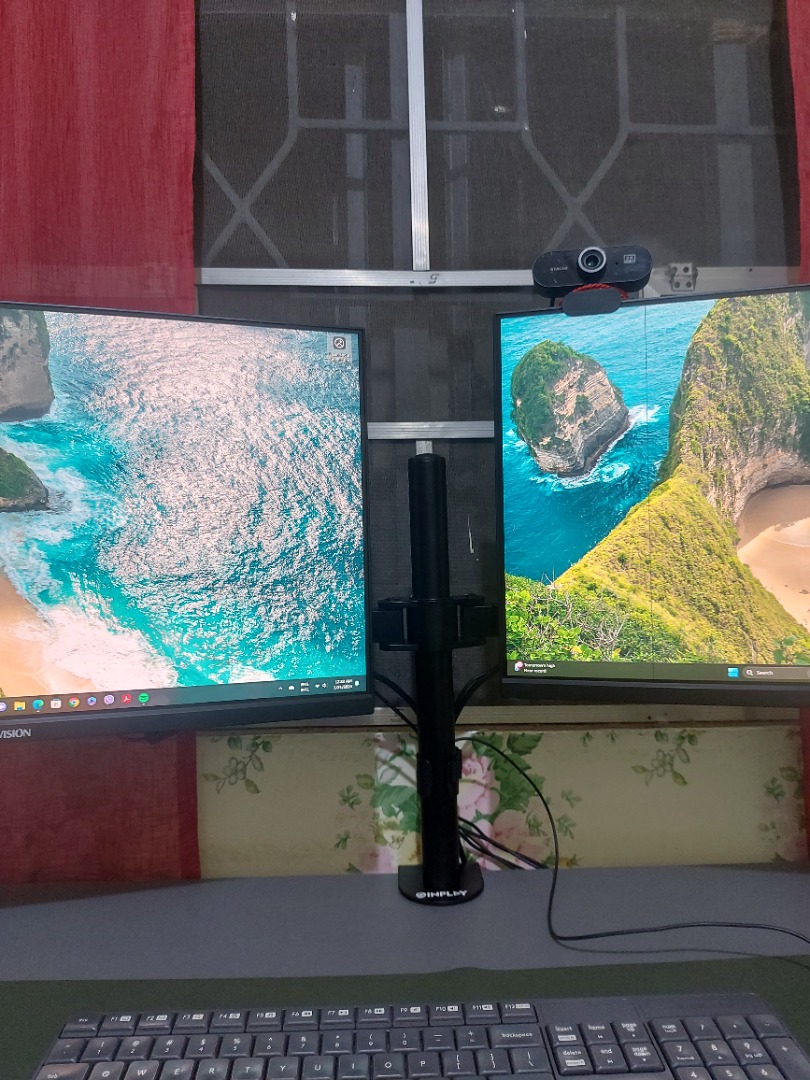 Inplay KMT-2 Dual Arm Monitor Stand Monitor Mount Adjustable With C Clamp Stand For 14-27 ...