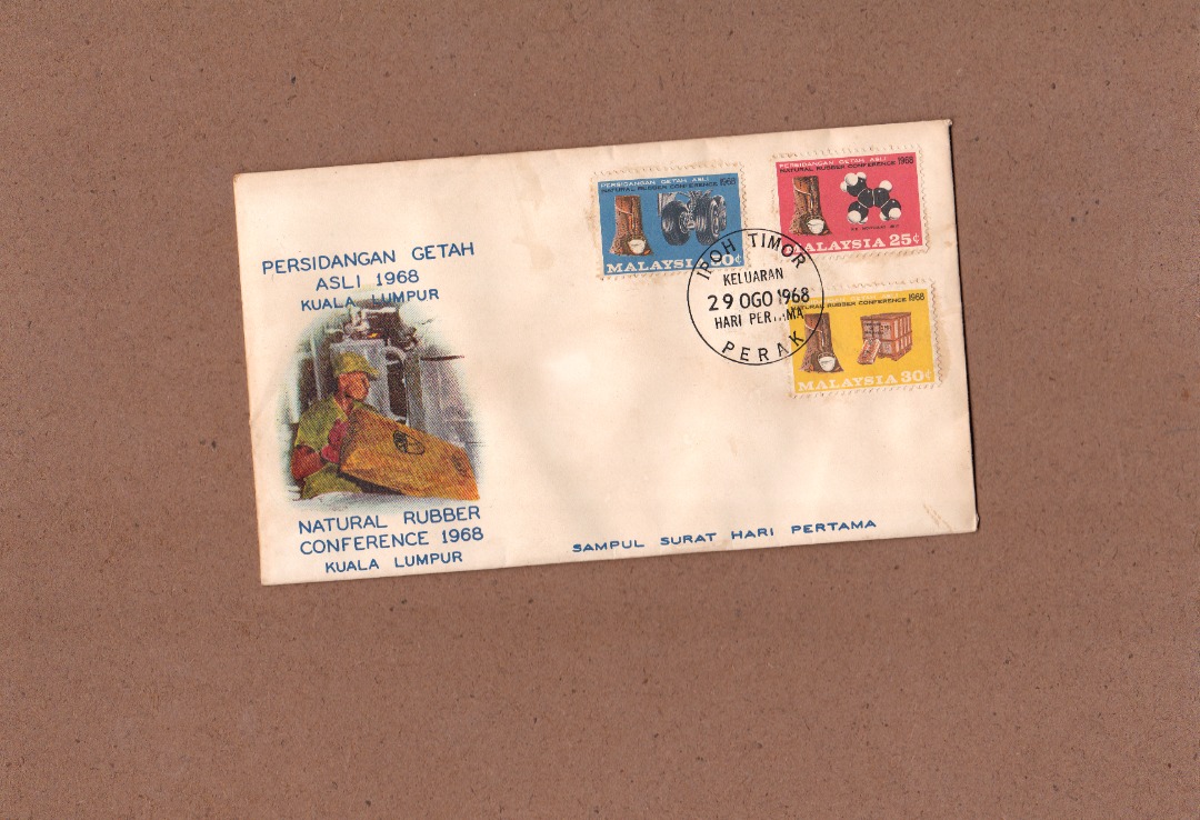 Mazuma *S1440 Malaysia FDC 1968 Persidangan Getah Asli KL Chop Ipoh ...