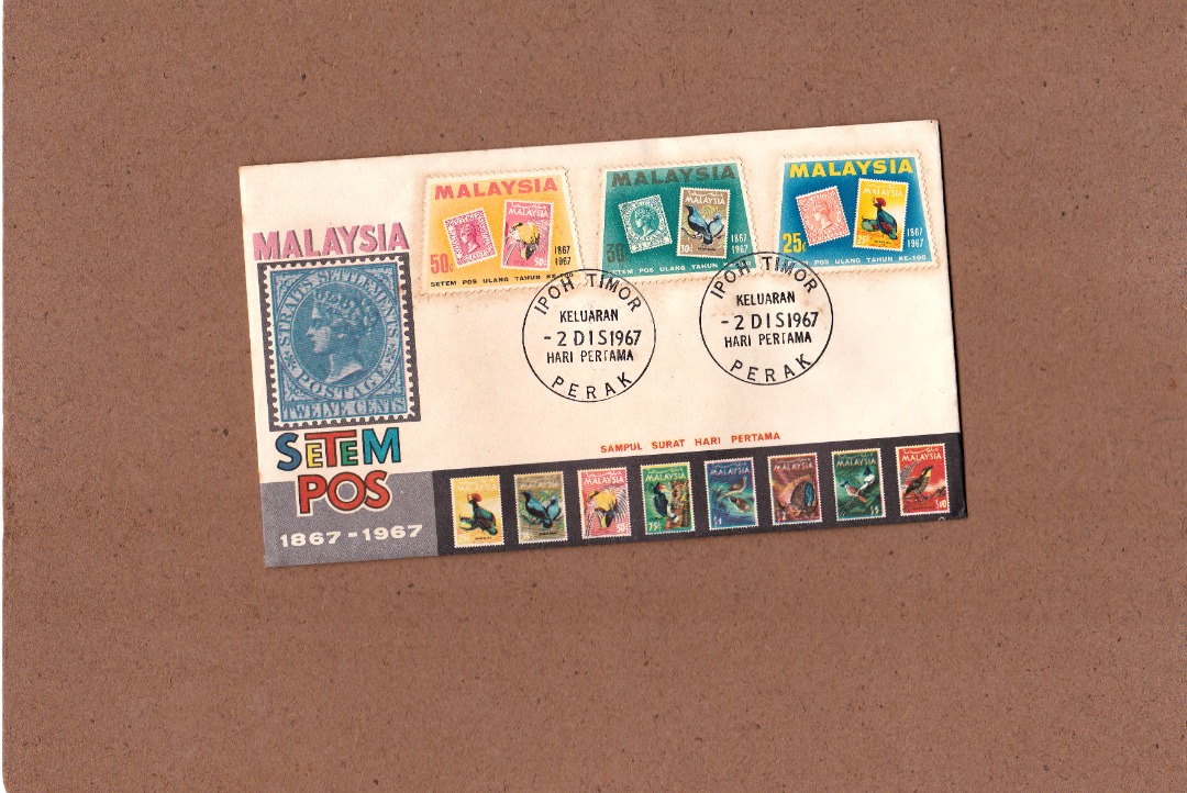 Mazuma *S1445 Malaysia FDC 1967 SETEM POS 1867-1967 Chop Ipoh, Hobbies ...