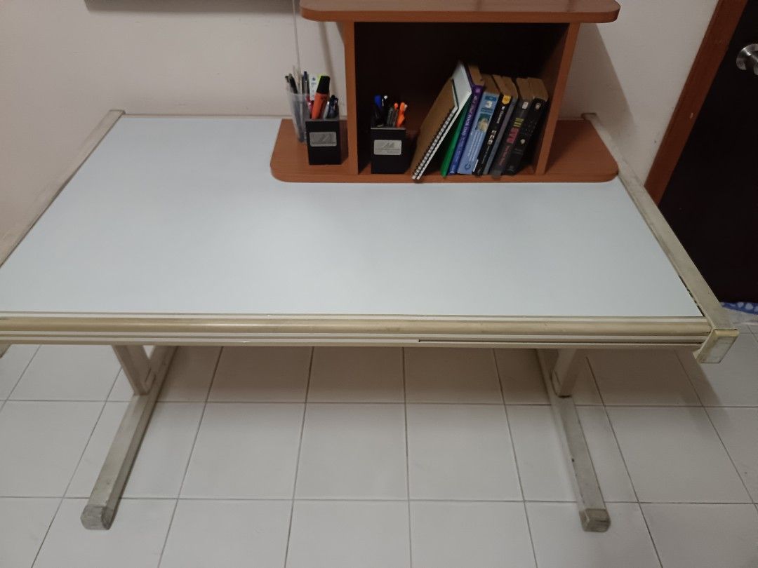 (Sale at Kuantan Pahang) Vintage Iron Study Table / Free a Solid Wood ...