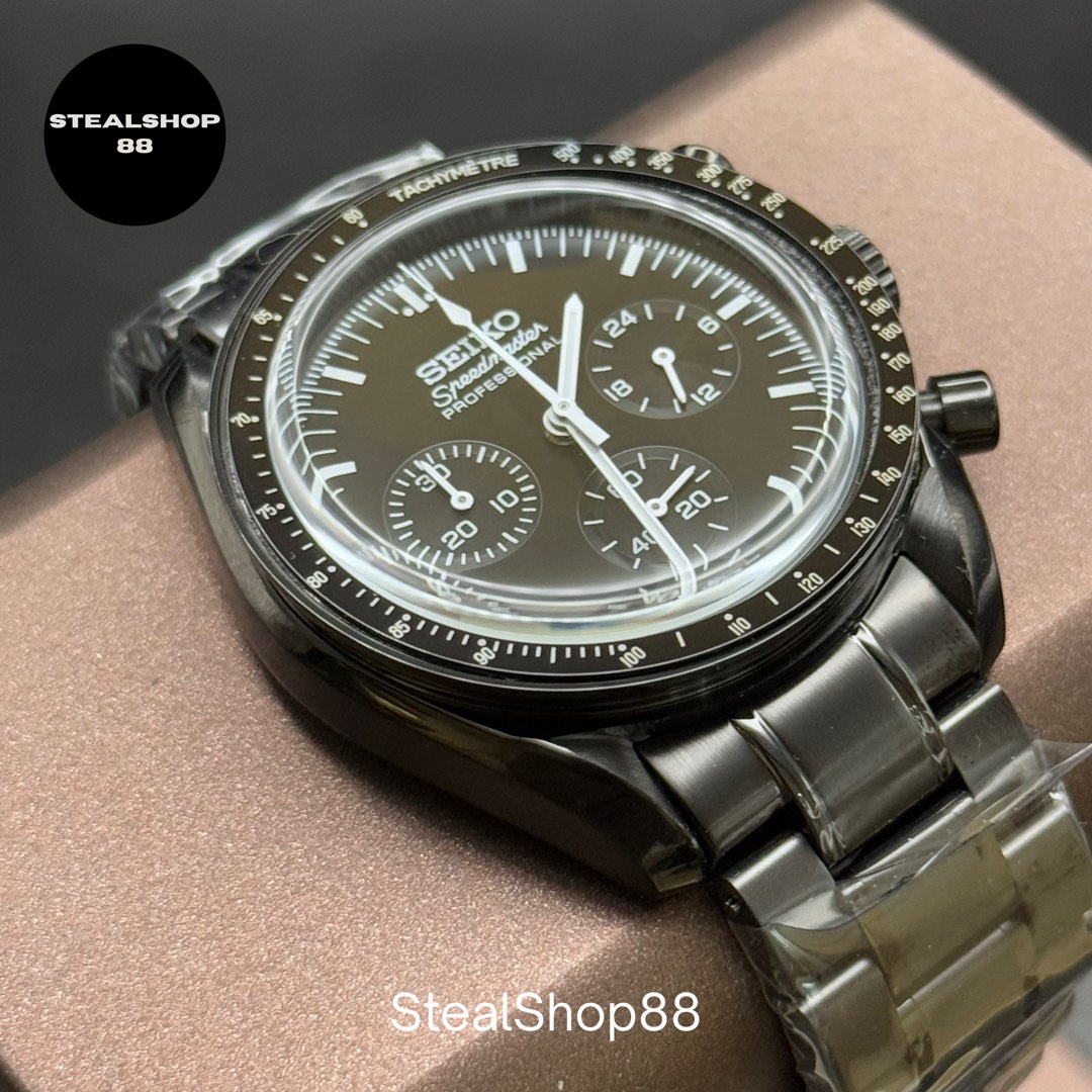 Seiko Speedmaster BlackD VK63 Chronograph, Fesyen Pria, Jam Tangan di ...