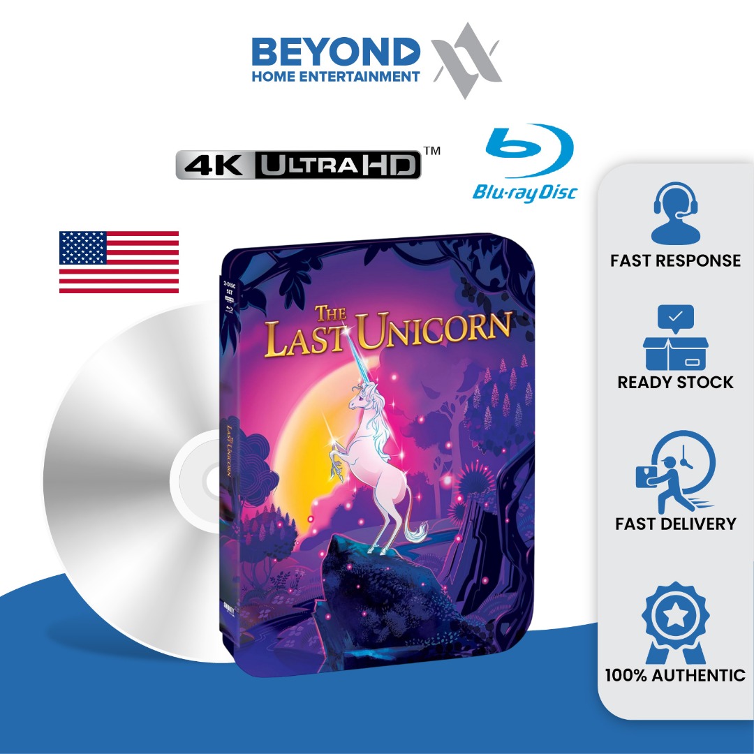 The Last Unicorn Steelbook (Shout Factory) [4K Ultra HD + Bluray], Hobbies & Toys, Music & Media ...