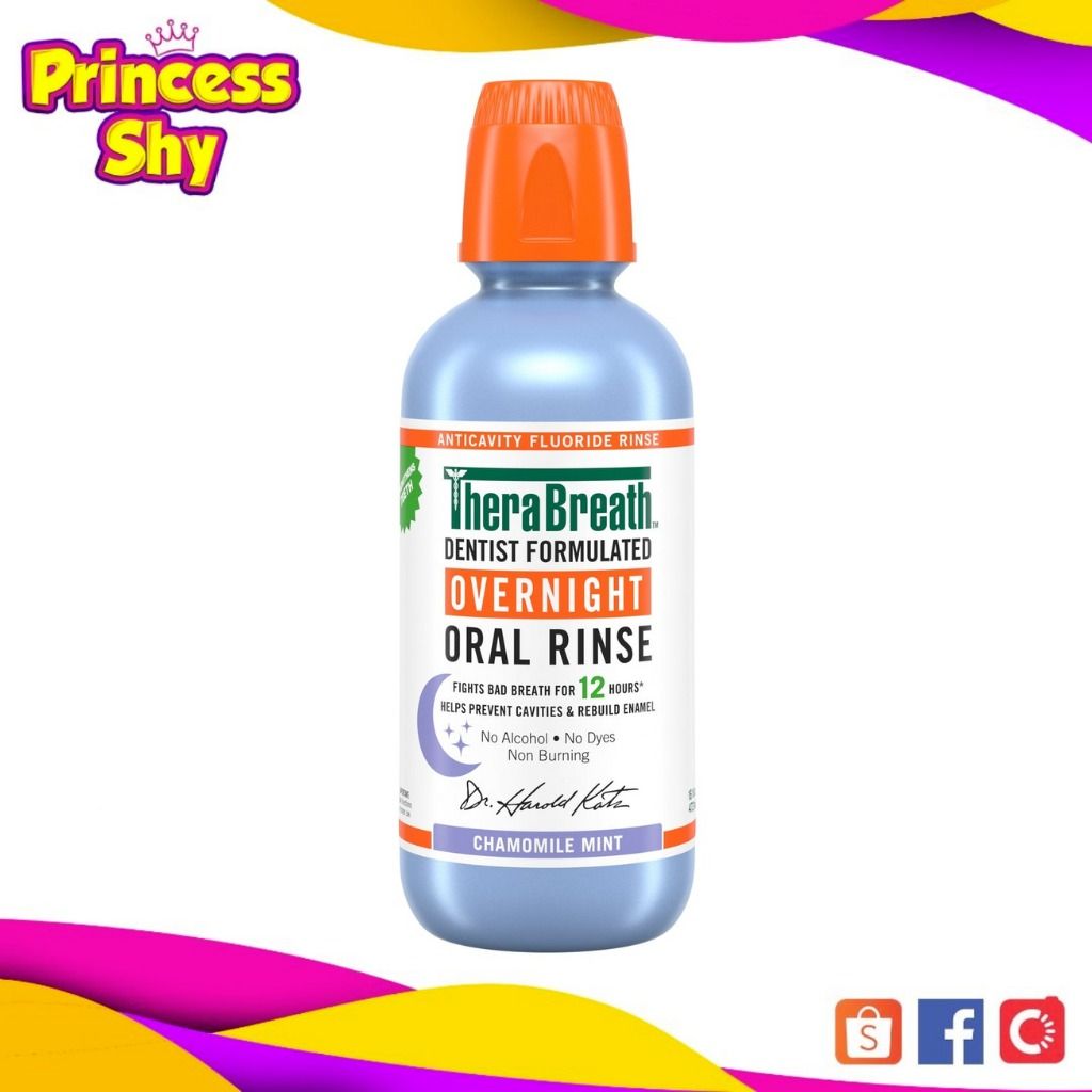 TheraBreath Overnight Oral Rinse Chamomile Mint Flavor 16 fl oz 473ml ...