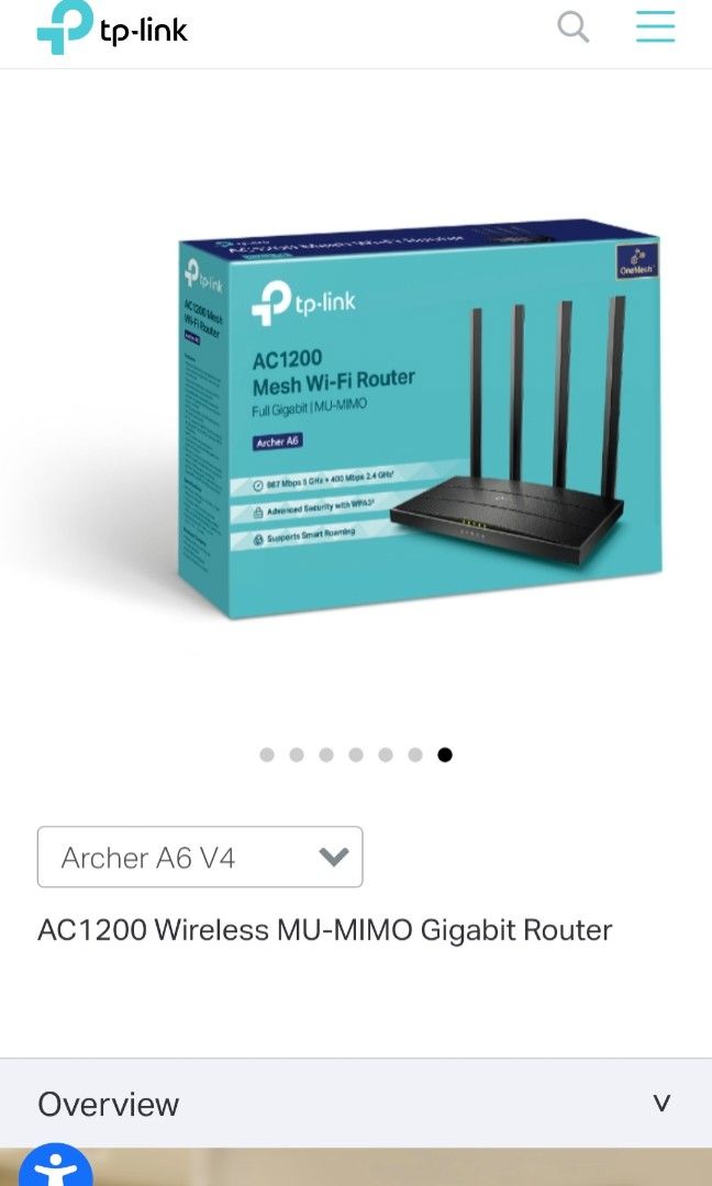 Tp Link AC 1200 wifi router Archer A6, Computers & Tech, Parts ...