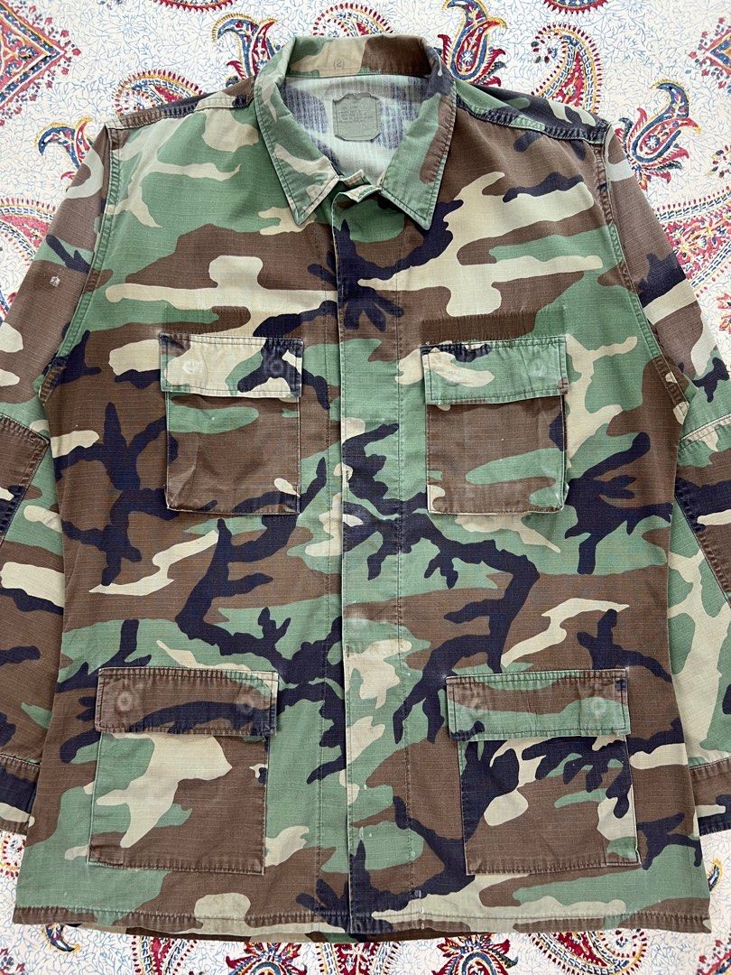 US Army Camo Dirty Distressed Ripstop Jacket, Men's Fashion, Coats ...