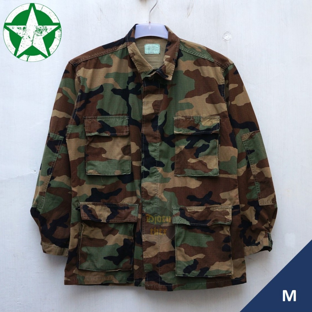 US Army Coat Hotweather Woodland Camouflage, Fesyen Pria, Pakaian ...