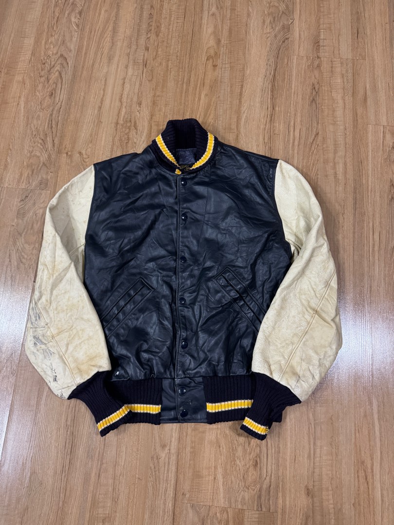 VINTAGE ALBION FULL LEATHER VARSITY JACKET, Men's Fashion, Coats ...