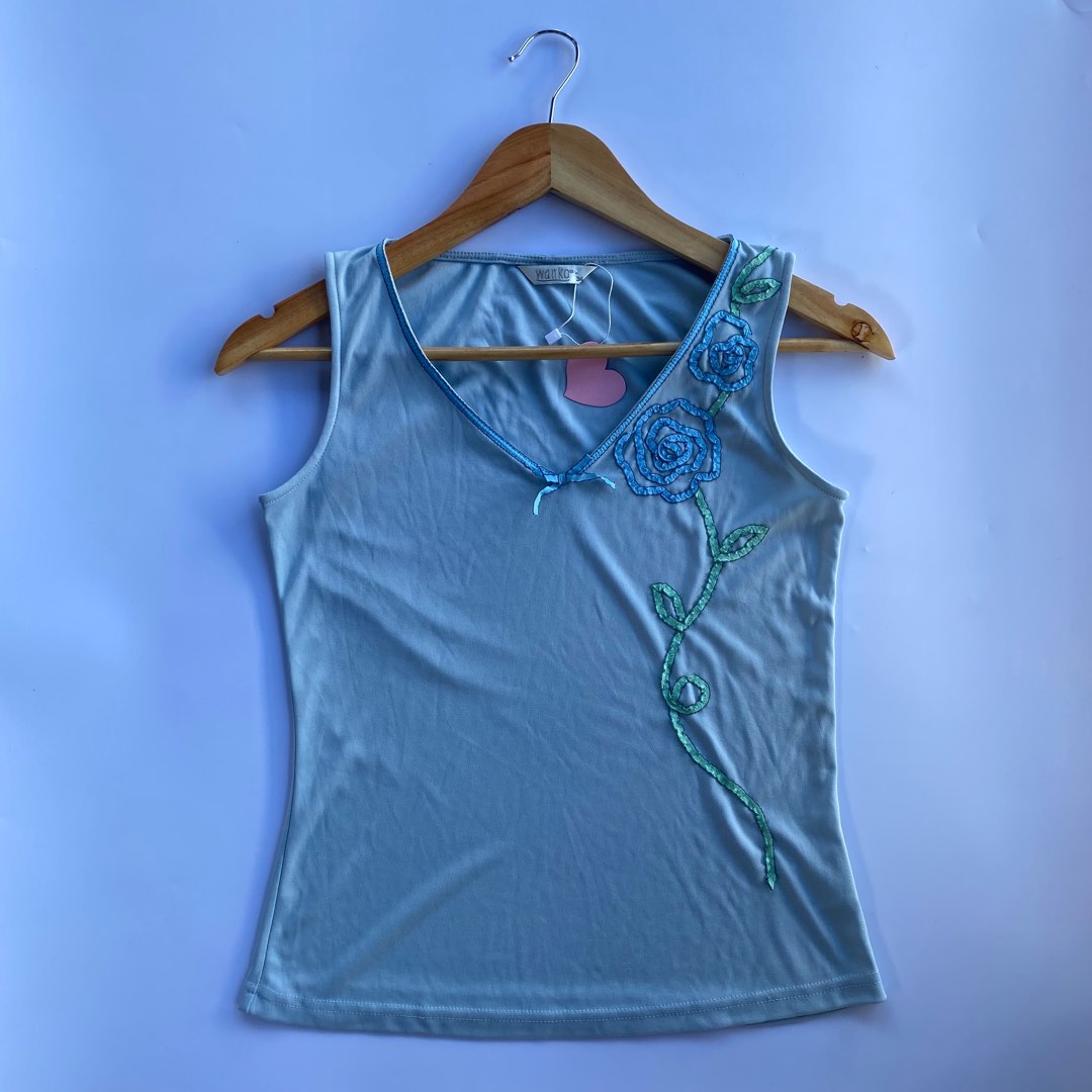 wanko floral top, Women's Fashion, Tops, Sleeveless on Carousell