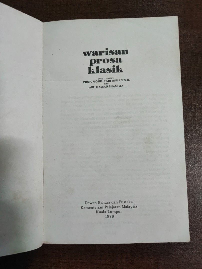Warisan Prosa Klasik - Abu Hassan dan Taib Osman, Hobbies & Toys, Books & Magazines, Textbooks ...