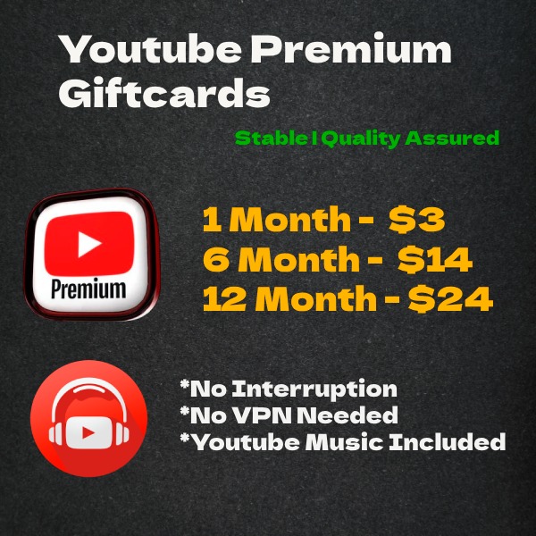 Youtube Premium Gift Card, Video Gaming, Gaming Accessories, Game Gift ...