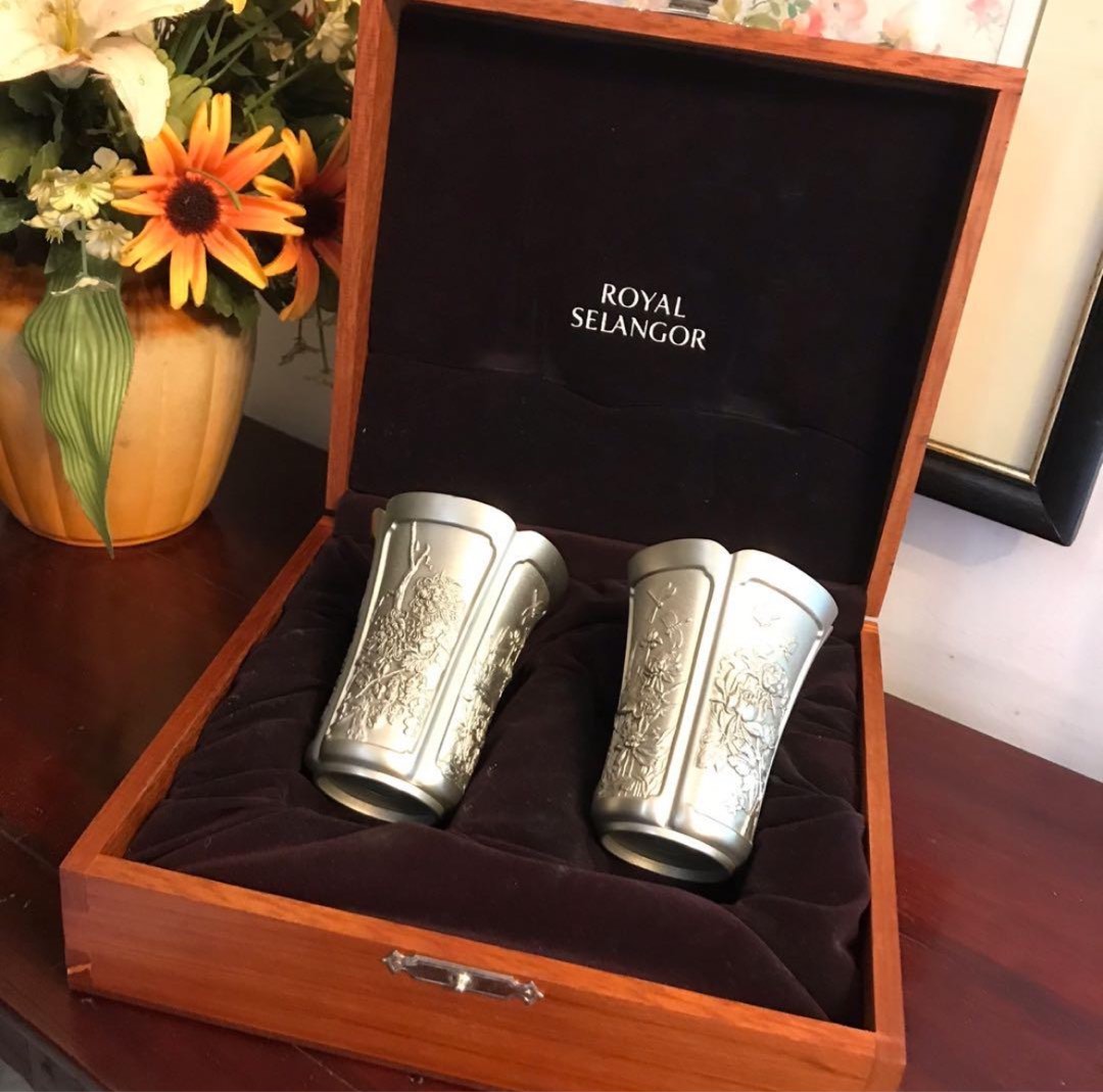 1 set Four seasons Pewter collection with 1 pair tumblers/beakers /cups ...