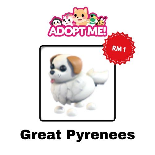 Adopt Me New Great Pyrenees (RM 1), Video Gaming, Gaming Accessories ...