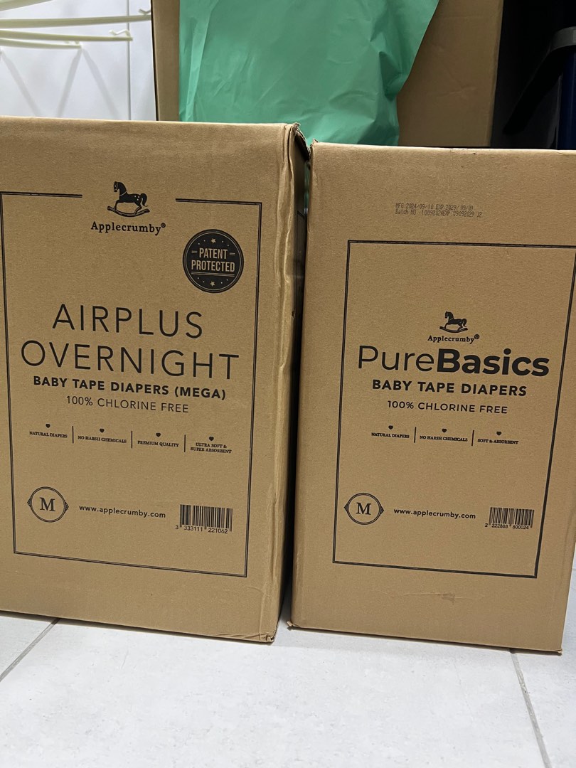 Applecrumby Pure Basics Tape Diapers Size M, Babies & Kids, Bathing ...