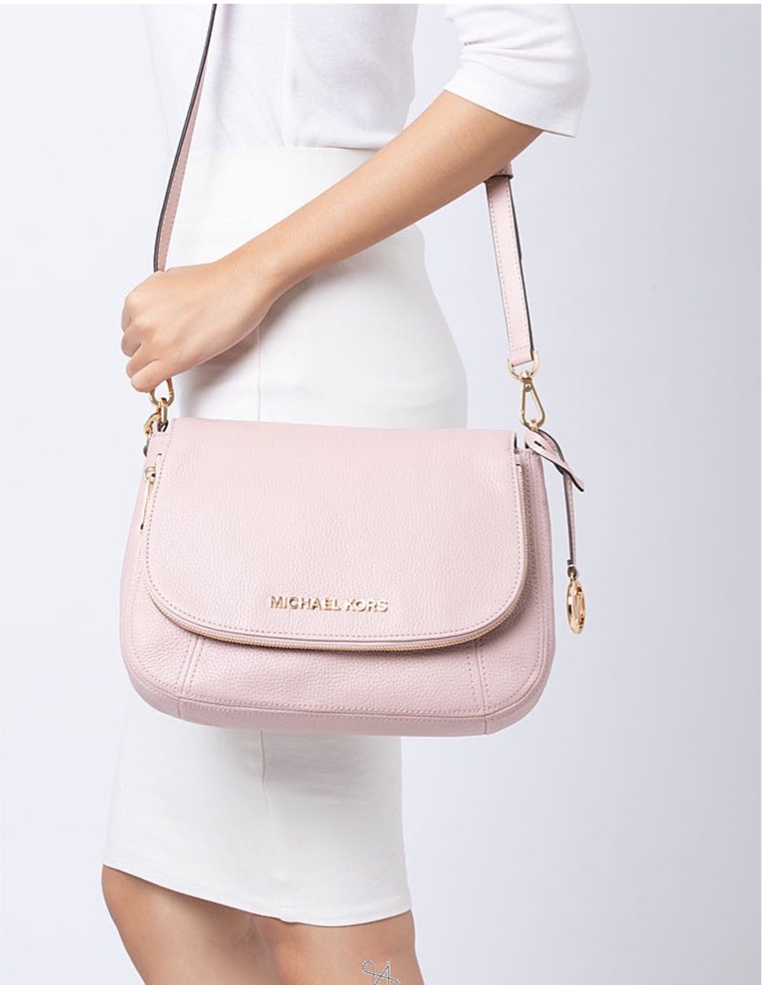 Authetic Michael Kors medium bedfold tote with long strap in pale pink ...