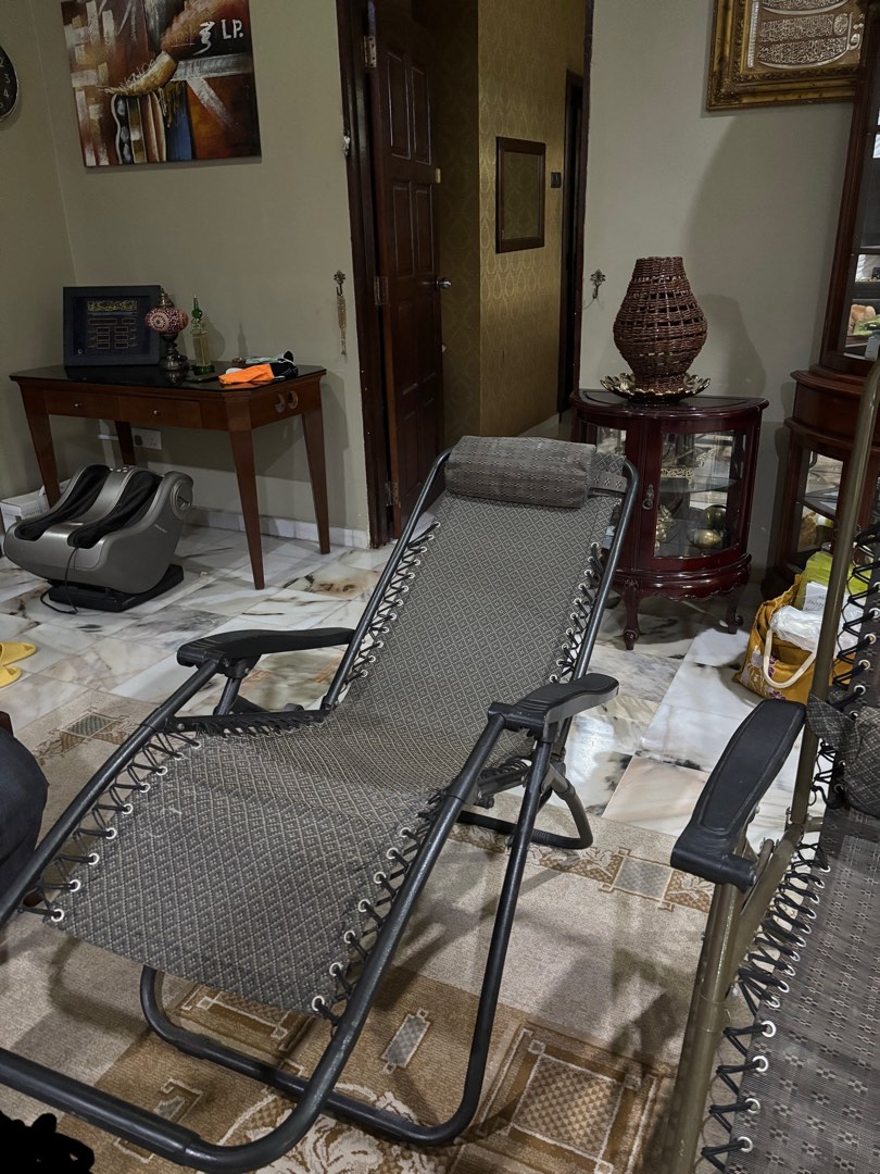 (Black) KERUSI MALAS FOLDABLE RECLINER LAZY CHAIR, Furniture & Home ...