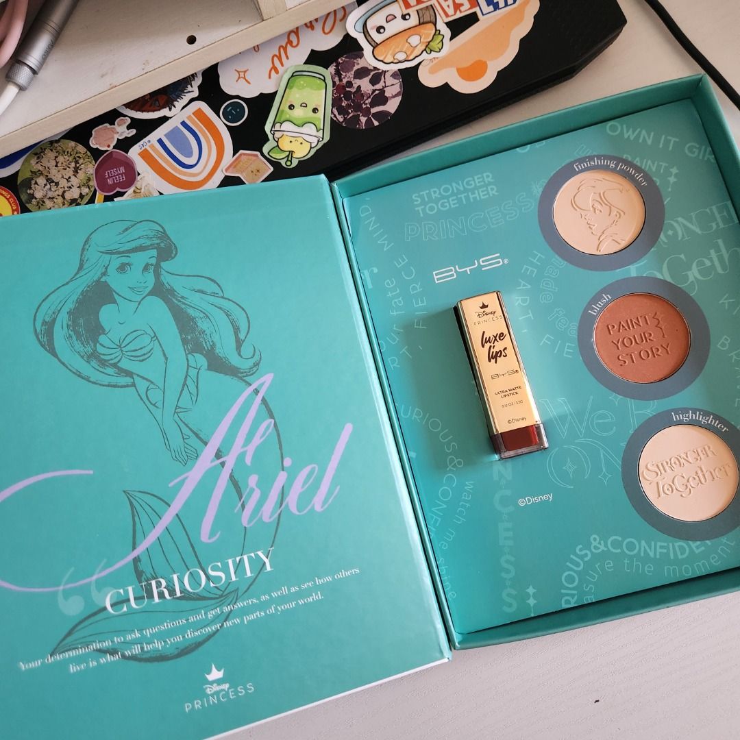BYS x Disney Collab Ariel lipstick, powder, blush, highlighter, Beauty ...