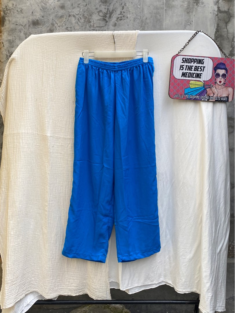 Celana biru elektrik birel besar murah bagus trouser basic polos ...