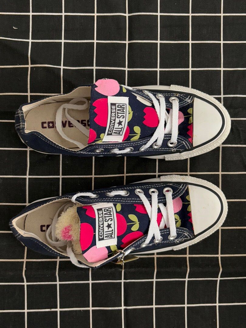 Converse Low Cut Navy Blue Printed Tongue Custom Made Sneakers Kasut ...