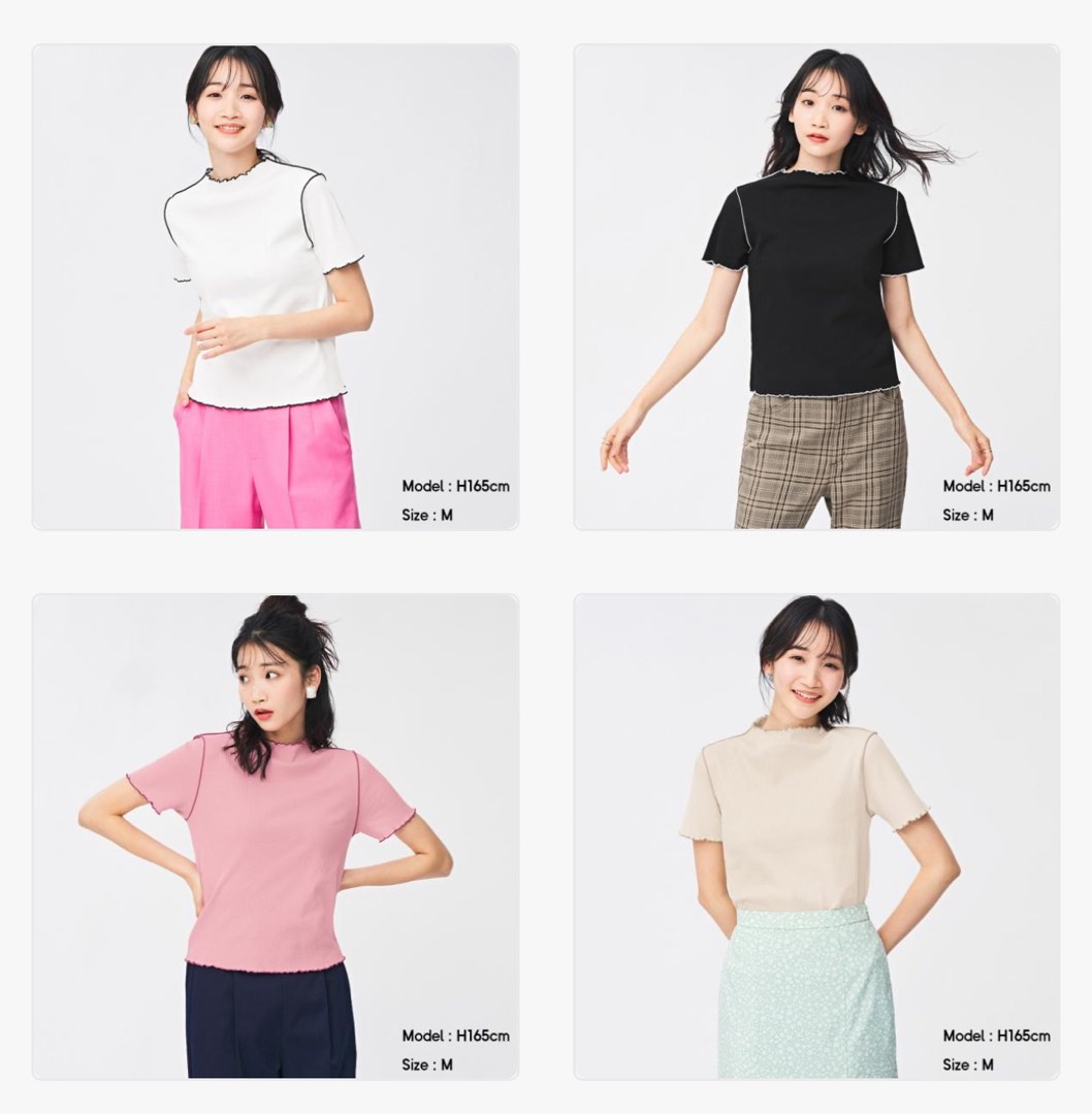 GU by Uniqlo rib contrasting stitch top, Women's Fashion, Tops, Blouses ...