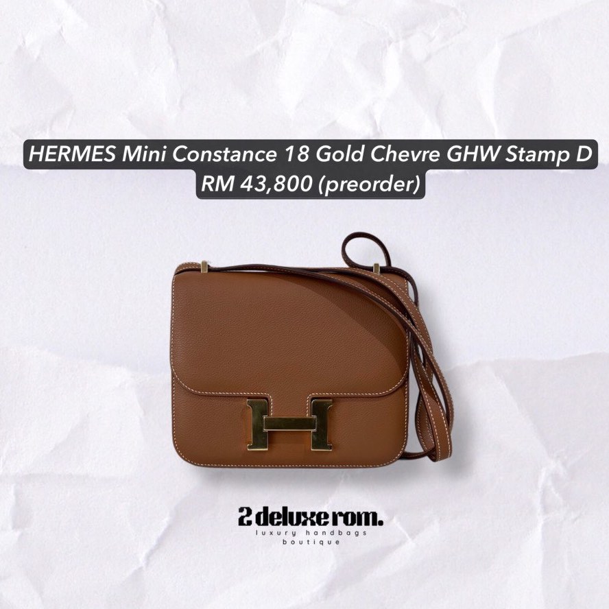 HERMES Mini Constance 18 Gold Chevre GHW Stamp D | FIXED PRICE, Luxury ...