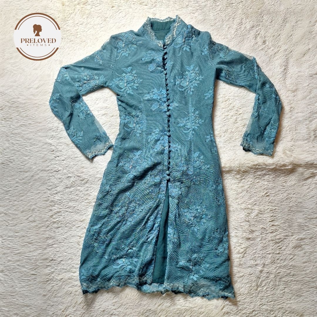 Kebaya Atasan Furing Kerah Leher Hijau Wanita Cantik Wisuda / Acara ...