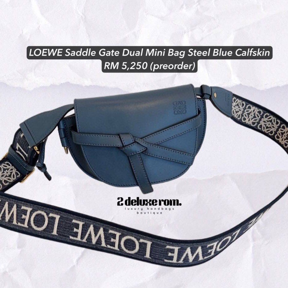 LOEWE Saddle Gate Dual Mini Bag Steel Blue Calfskin | FIXED PRICE ...