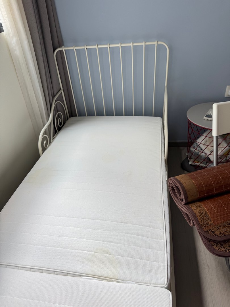MINNEN Ext bed frame with slatted bed base, white, , Furniture & Home ...
