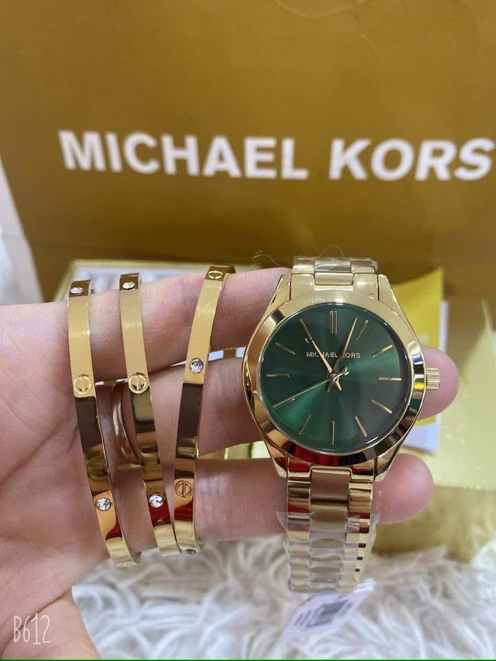 Mk slim runway with 3 bangles, Women's Fashion, Watches & Accessories ...