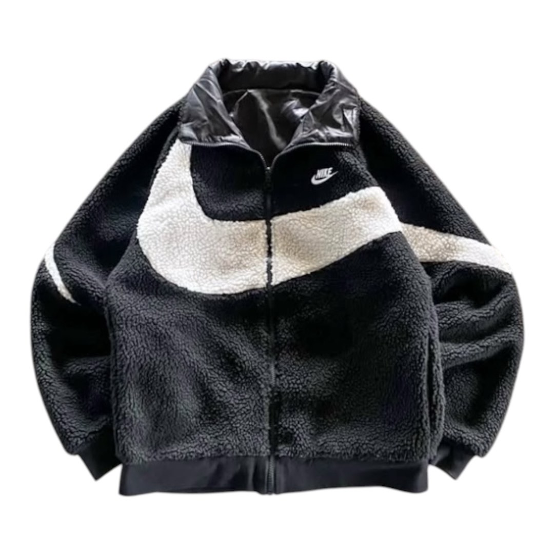 Nike Big Swoosh Reversible Sherpa Jacket, Fesyen Pria, Pakaian , Baju ...