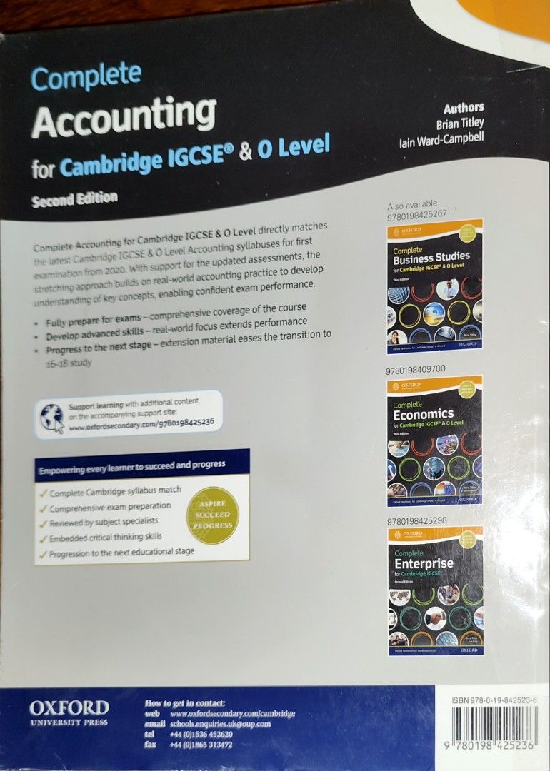 Oxford Complete Accounting for Cambridge IGCSE & O Level, Hobbies ...