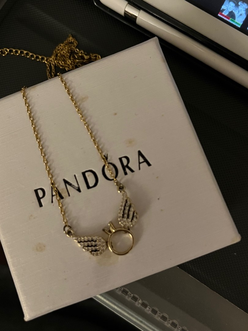 pandora angel gold necklace, Women's Fashion, Jewelry & Organizers ...