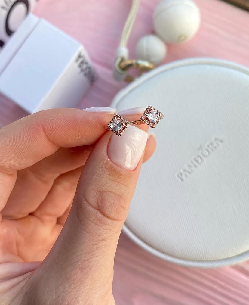 Pandora Square Halo Open Rings, Women's Fashion, Jewelry & Organizers ...