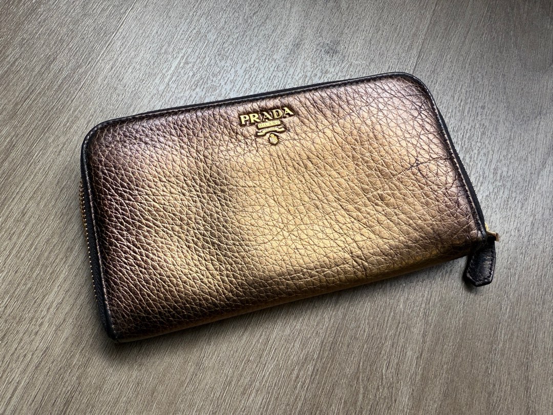 Prada Vintage Bronze Leather Long Wallet, Luxury, Bags & Wallets on ...